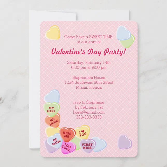 Sweet Hearts Valentines Candy Invitation | Zazzle