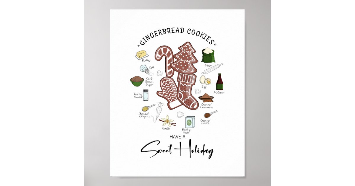 Sweet Holiday Gingerbread Holiday Poster | Zazzle