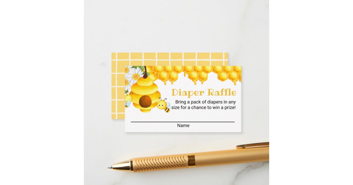 Sweet Honey Bee Diaper Raffle Card | Zazzle