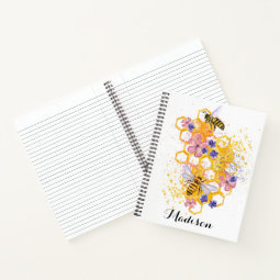 Sweet Honey Bee Floral Honeycomb Notebook | Zazzle