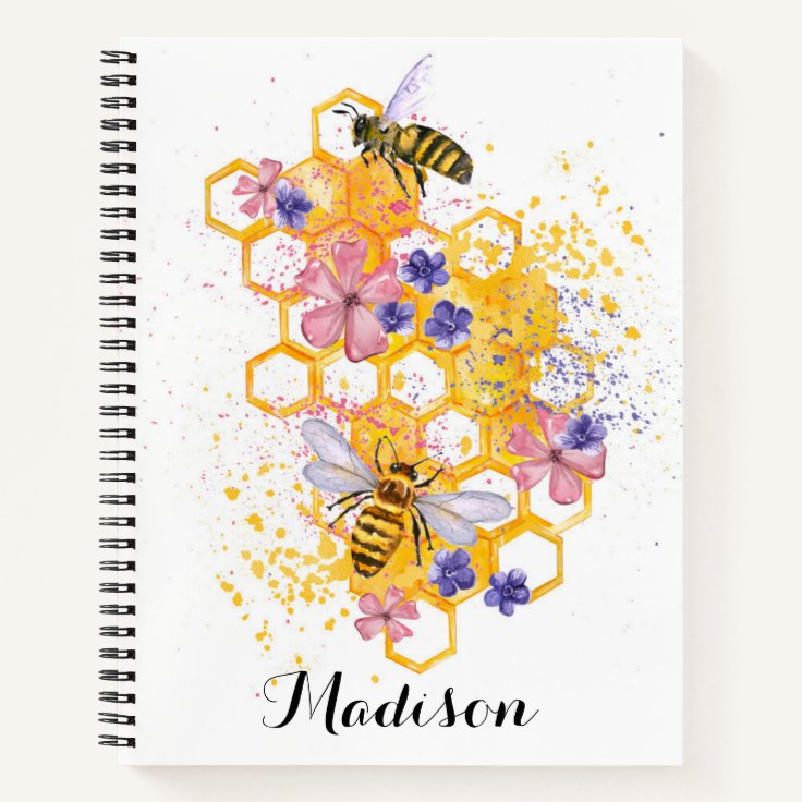 Sweet Honey Bee Floral Honeycomb Notebook | Zazzle