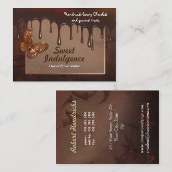 Sweet Indulgence Business Card for Chocolatiers | Zazzle