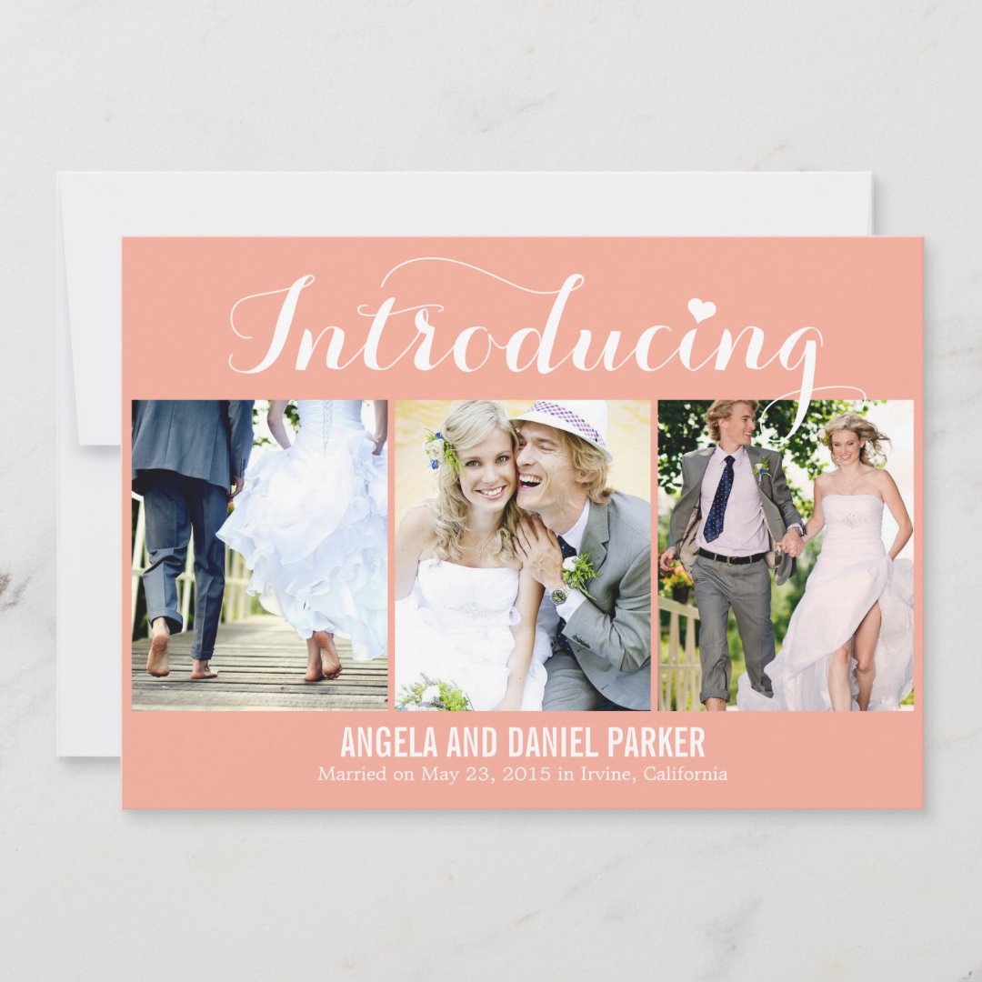 Sweet Introduction Wedding Announcement - Peach | Zazzle