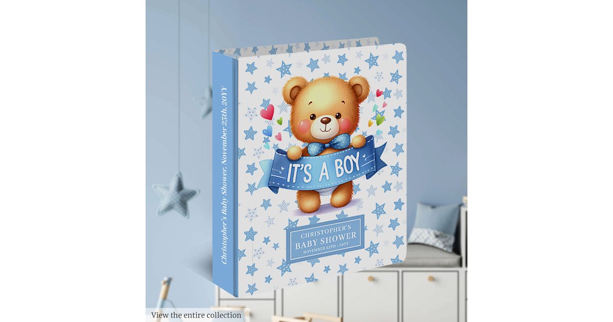 Sweet It’s a boy teddy bear baby shower memory 3 Ring Binder | Zazzle