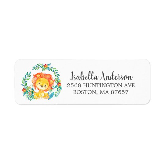 Sweet Jungle Lion Baby Shower Address Label | Zazzle.com