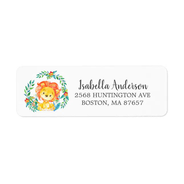 Sweet Jungle Lion Baby Shower Address Label | Zazzle