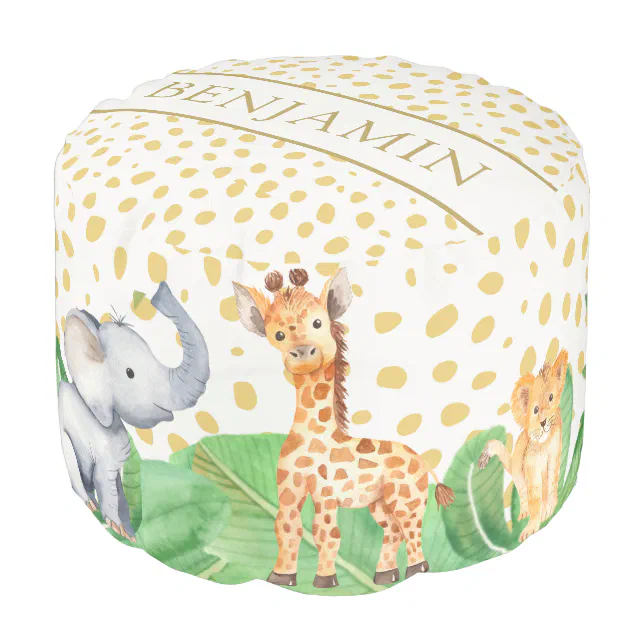 Sweet Jungle Safari Baby Animals Baby Nursery Pouf | Zazzle