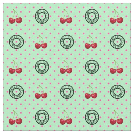 Rockabilly Red Cherries and Polka Dots 50s Pattern Fabric | Zazzle