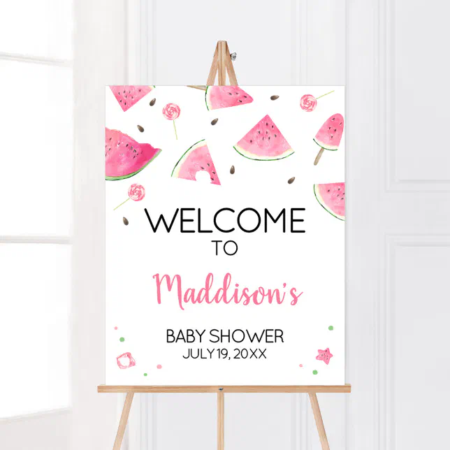 Sweet Little Baby Watermelon Baby Shower Welcome Poster | Zazzle