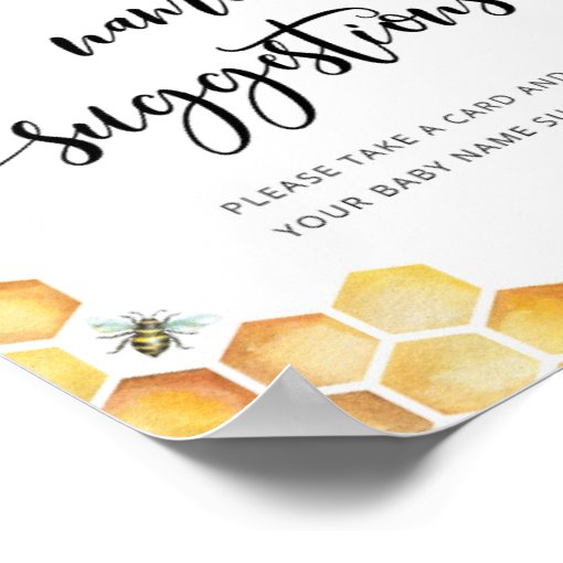 Sweet little bee Baby name suggestions Poster | Zazzle