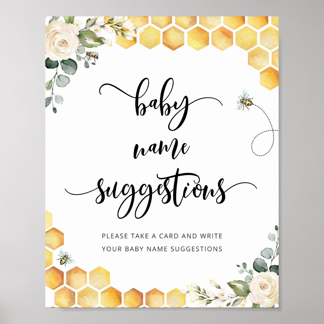 Sweet little bee Baby name suggestions Poster | Zazzle