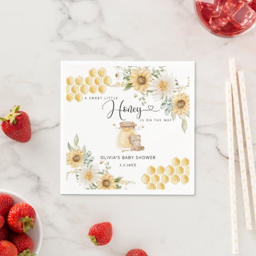 Sweet little honey baby shower napkins | Zazzle