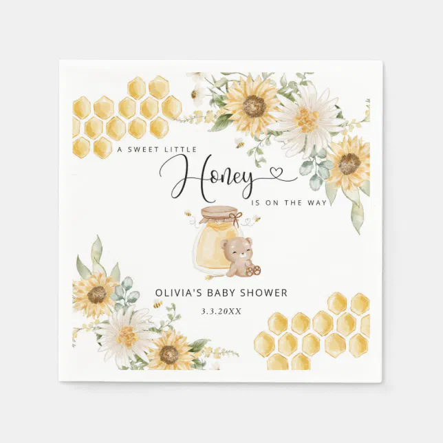 Sweet little honey baby shower napkins | Zazzle