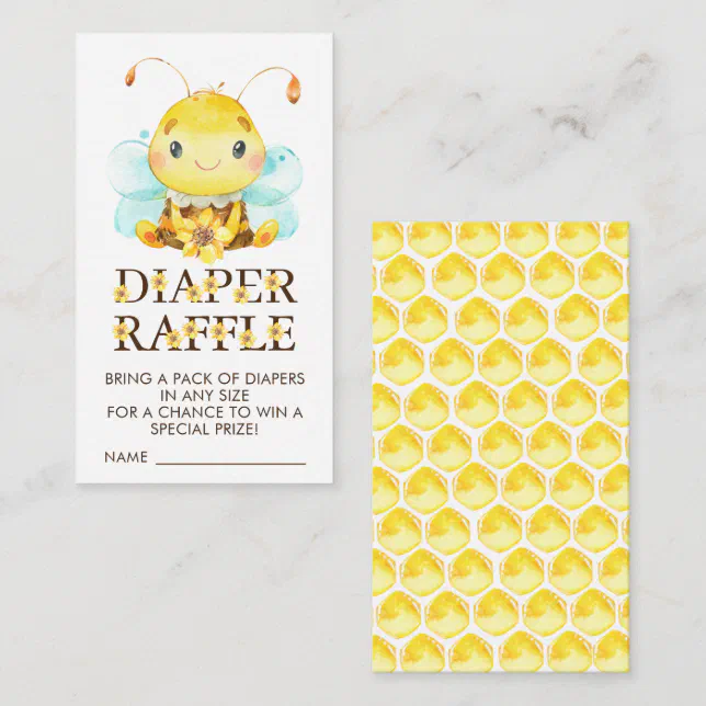 Sweet Little Honey Bee Baby Diaper Raffle Ticket Enclosure Card | Zazzle