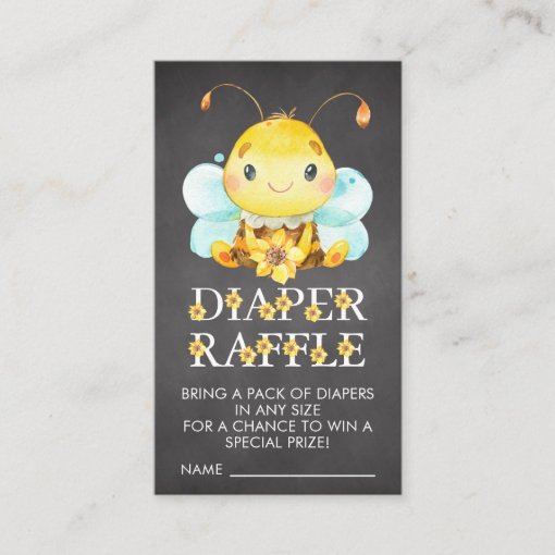 Sweet Little Honey Bee Baby Diaper Raffle Ticket Enclosure Card | Zazzle