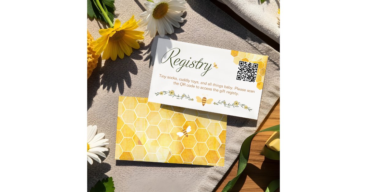 Sweet Little Honey Bee Is On The Way Gift Registry Enclosure Card | Zazzle