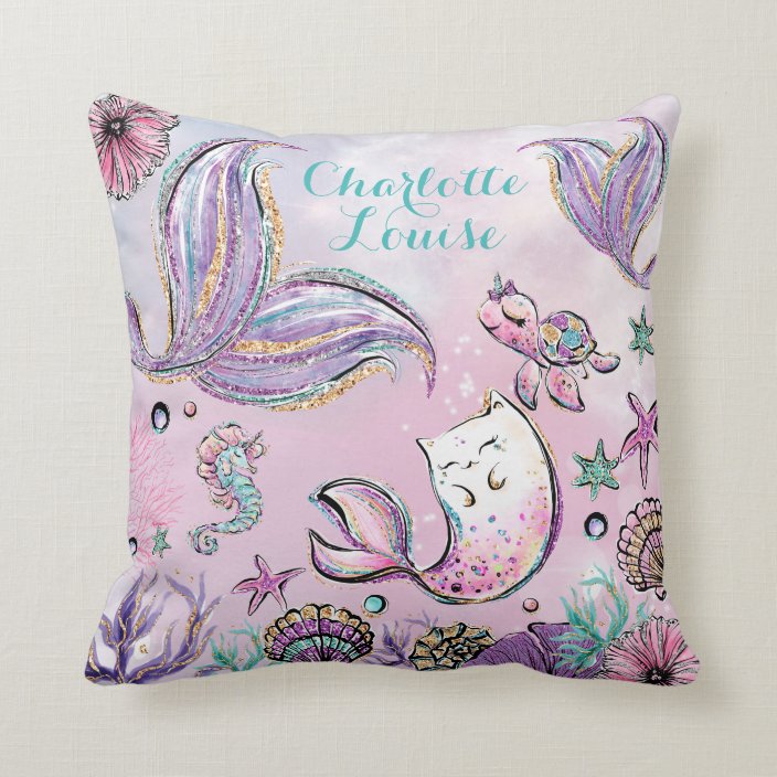 Sweet Little Mermaid Under the Sea Girl Nursery Throw Pillow | Zazzle.com