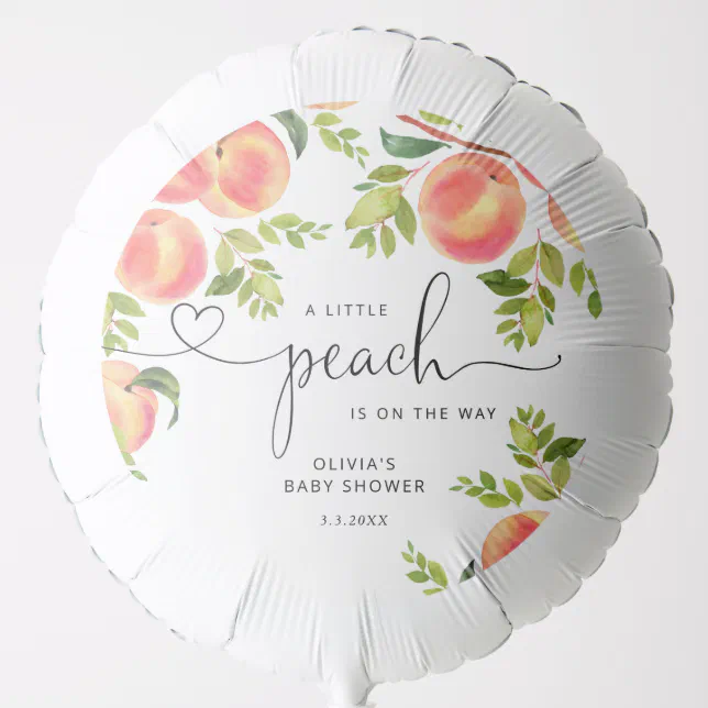 Sweet little peach baby shower balloon | Zazzle