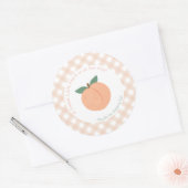 Sweet Little Peach Baby Shower Classic Round Sticker | Zazzle