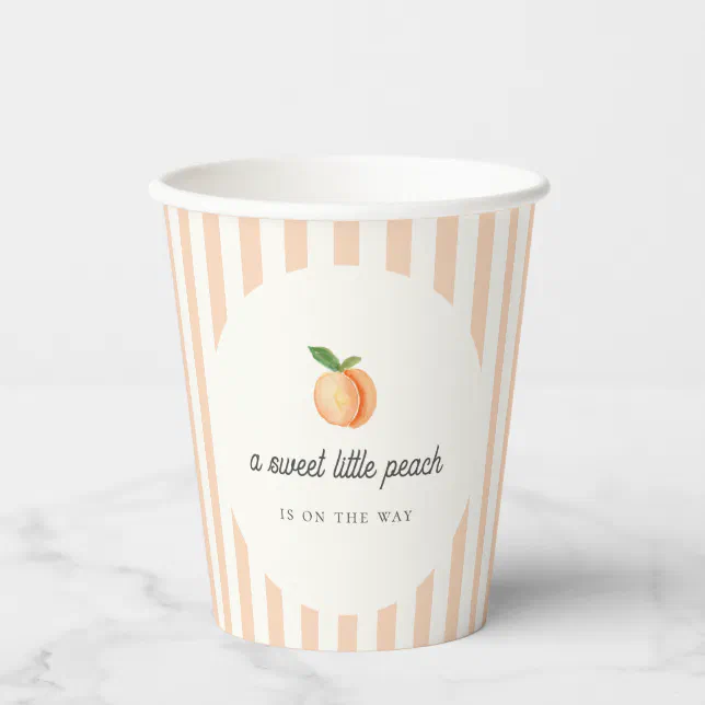 Sweet Little Peach Baby Shower Paper Cups | Zazzle