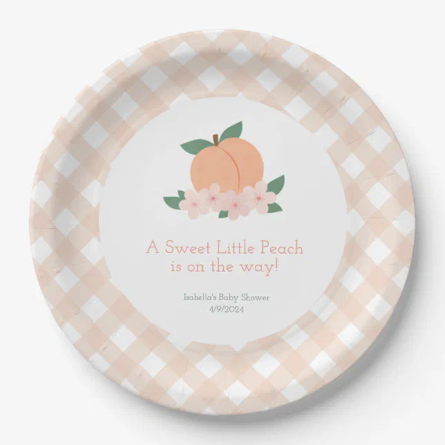 Sweet Little Peach Baby Shower Paper Plates | Zazzle