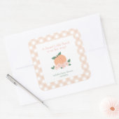 Sweet Little Peach Baby Shower Square Sticker | Zazzle