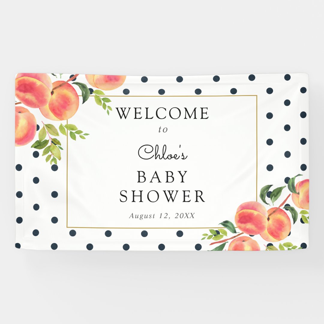 Sweet Little Peach Baby Shower Welcome Banner | Zazzle