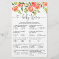 Sweet little peach baby trivia baby shower game | Zazzle