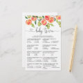 Sweet little peach baby trivia baby shower game | Zazzle