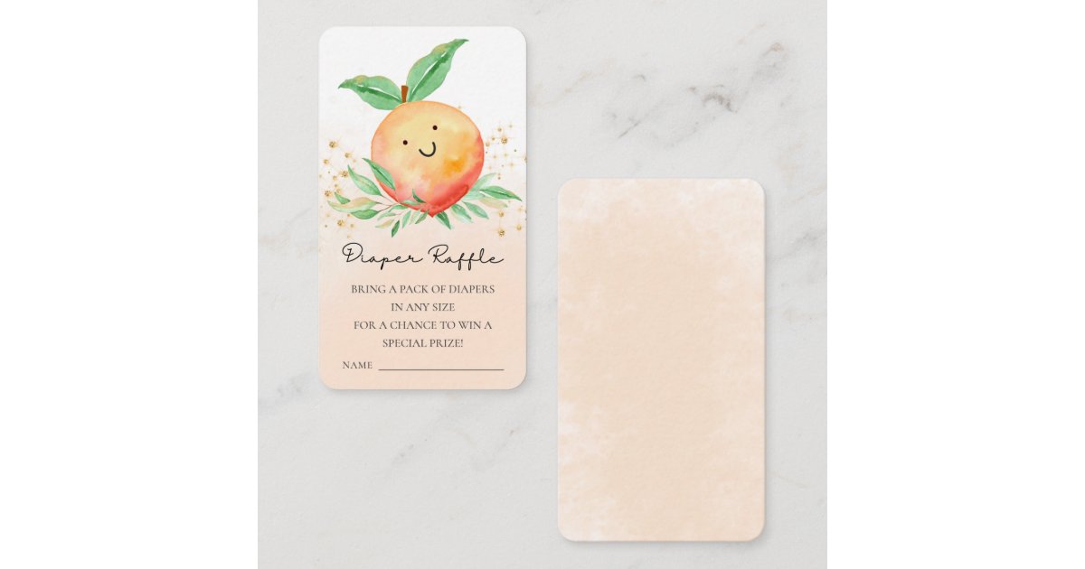 Sweet Little Peach Diaper Raffle Ticket Enclosure | Zazzle
