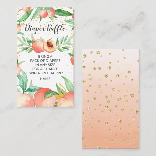 Sweet Little Peach Diaper Raffle Ticket Enclosure Card | Zazzle