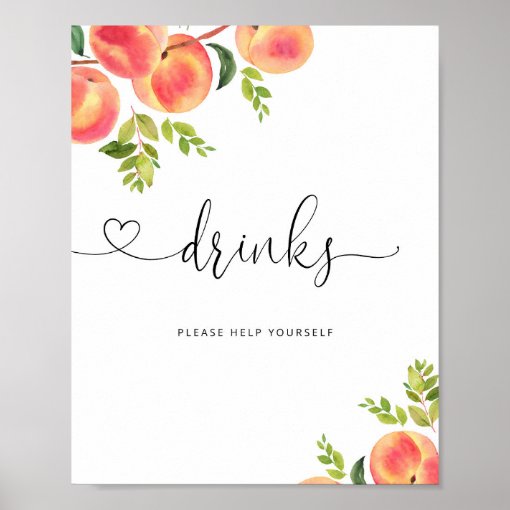 Sweet little peach Drinks help yourself Poster | Zazzle