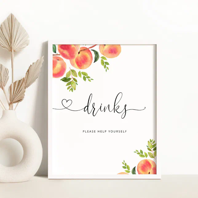 Sweet little peach Drinks help yourself Poster | Zazzle