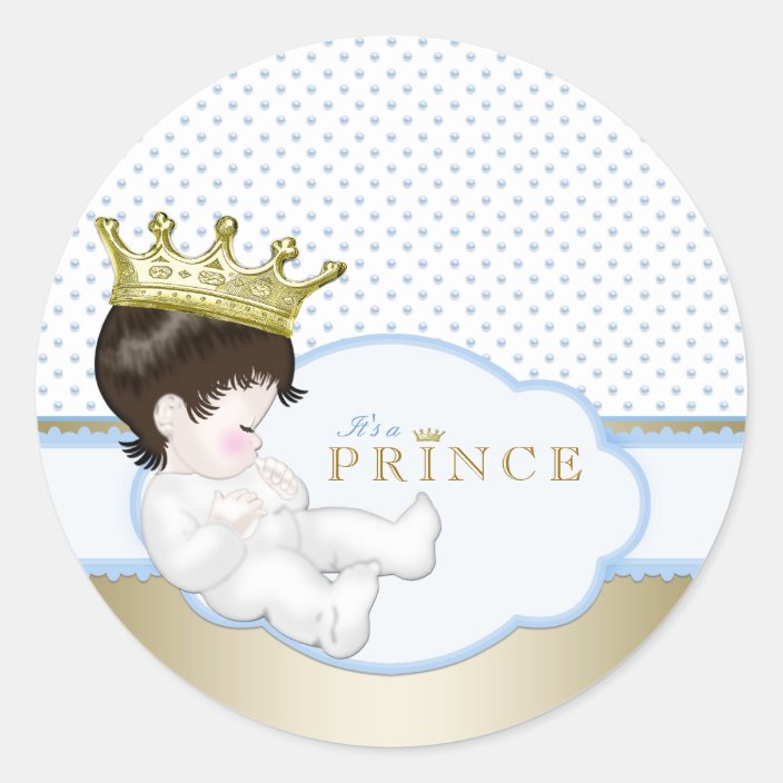 Sweet Little Prince Baby Shower Classic Round Sticker | Zazzle.com