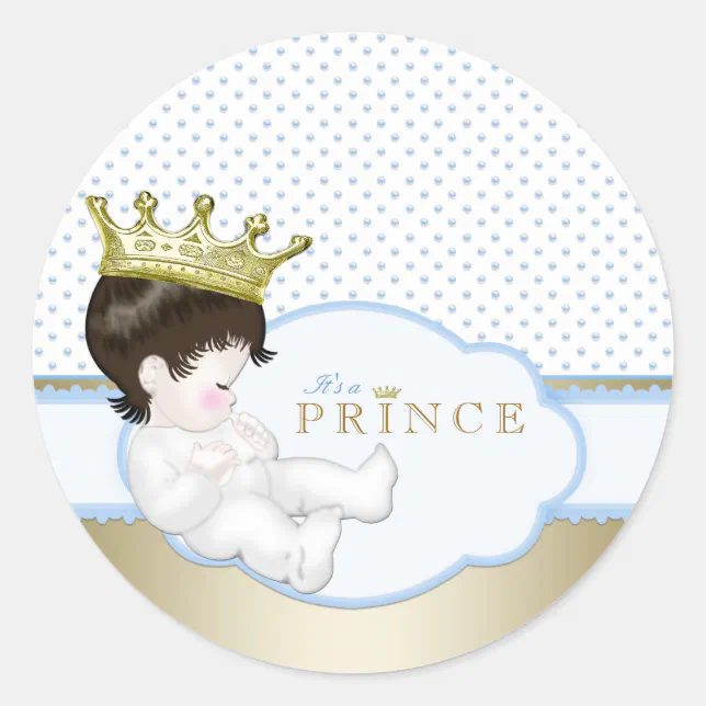 Sweet Little Prince Baby Shower Classic Round Sticker | Zazzle