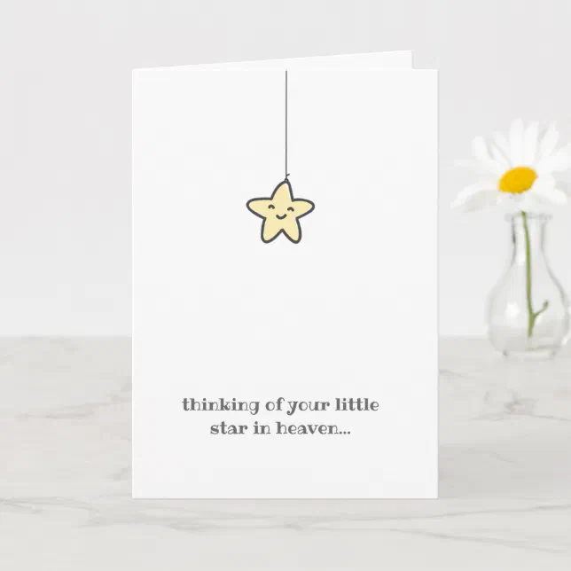 Sweet Little Star in Heaven Loss of Child Sympathy Card | Zazzle