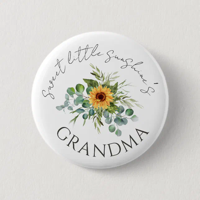 Sweet Little Sunshine Fall Baby Shower Grandma Button | Zazzle