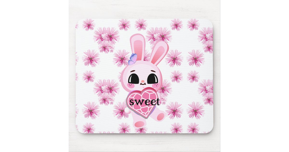 sweet little white rabbit mouse pad | Zazzle