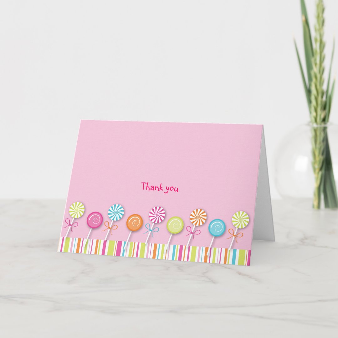 Sweet Lollipop Candy Thank You Note Cards | Zazzle