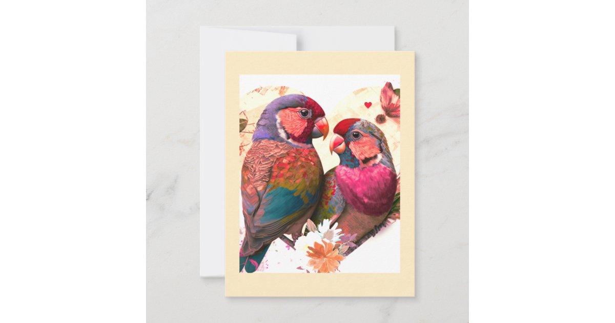 SWEET LOVEBIRD, VINTAGE COLORFUL LOVEBIRD NOTE CARD | Zazzle