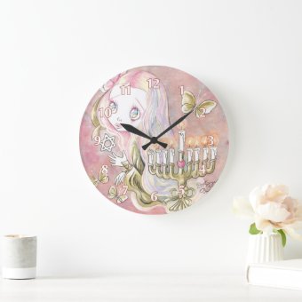 Sweet Menorah Girl Large Clock | Zazzle
