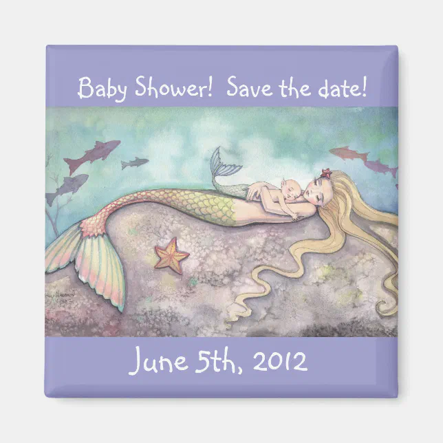 Sweet Mermaid Baby Shower Save the Date Magnet | Zazzle