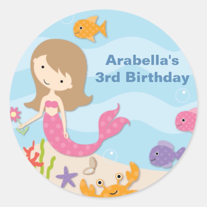 Sweet Mermaid Birthday Stickers | Zazzle.com
