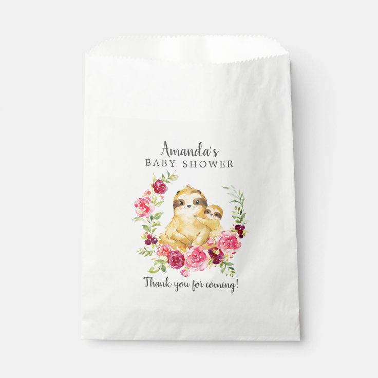 Sweet Mom & Baby Sloth Shower Favor Bags | Zazzle