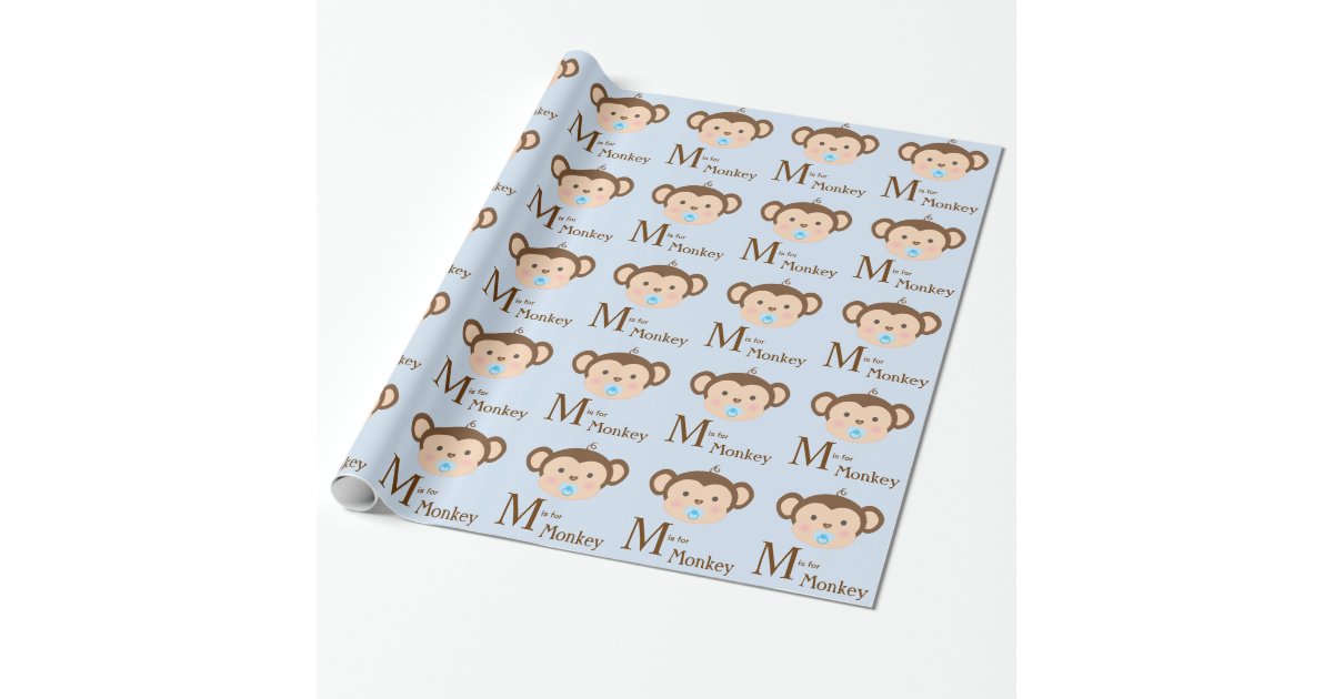 Sweet Monkey Baby Shower Wrapping Paper | Zazzle