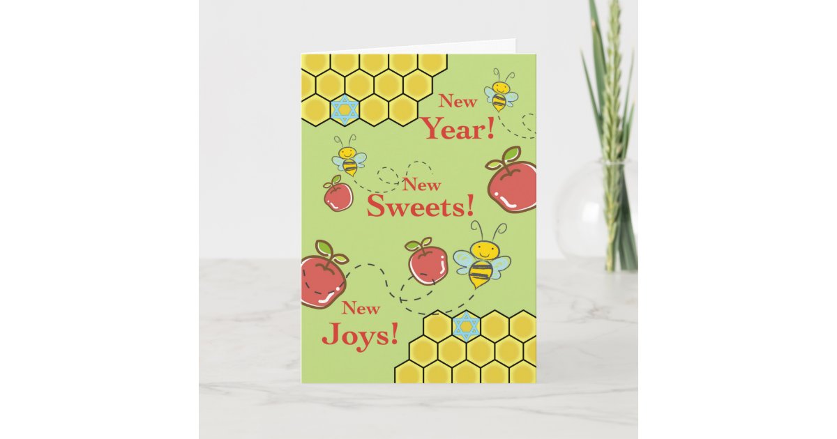 Sweet New Year, Rosh Hashanah, Apples and Bees Card | Zazzle