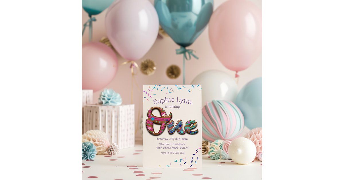 Sweet "One" Cookie Sprinkles Kids' 1st Birthday Invitation | Zazzle