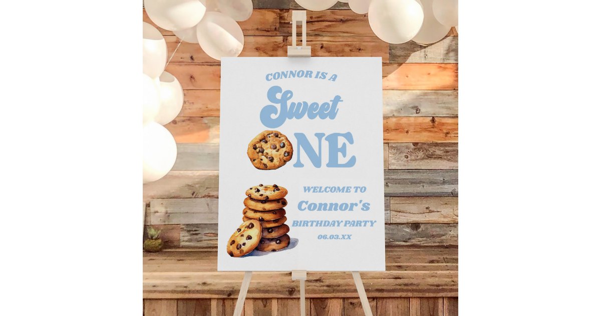 Sweet One Cookies 1st Birthday Party Welcome Sign | Zazzle