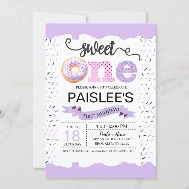 Sweet One First Birthday Invitation | Zazzle