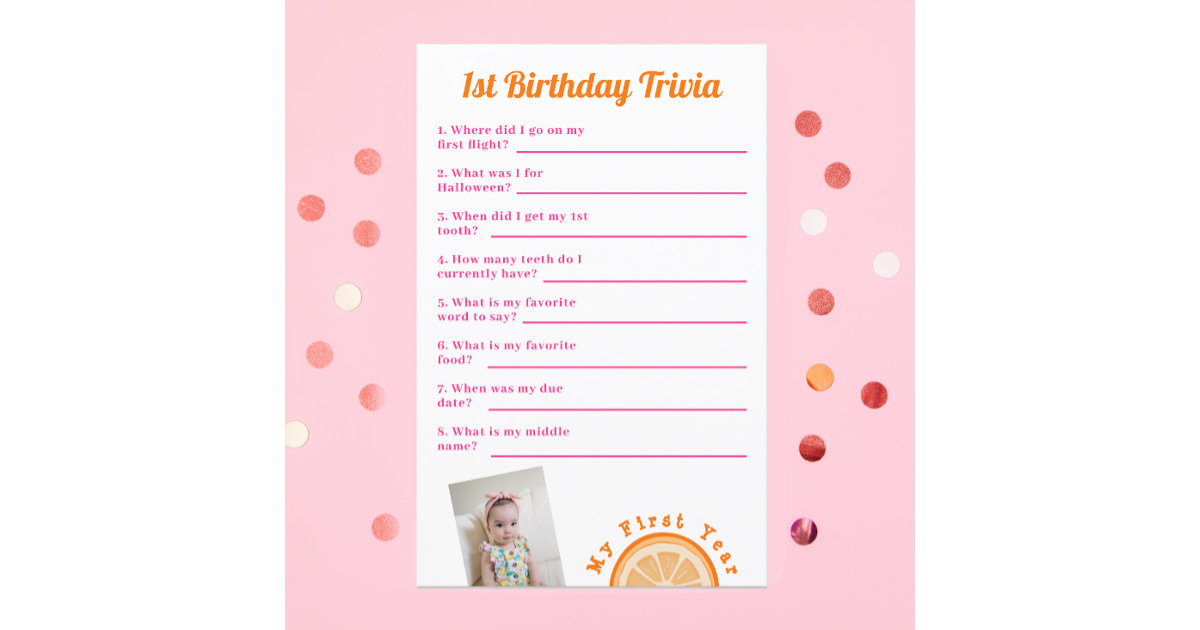 Sweet One First Birthday Trivia Game | Zazzle